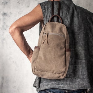 Unique Small Brown Leather Backpack - Etsy