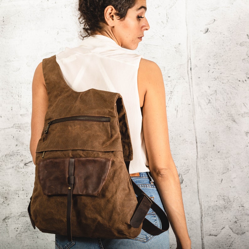 Waxed Canvas Backpack Handmade Rucksack School Backpack | Etsy