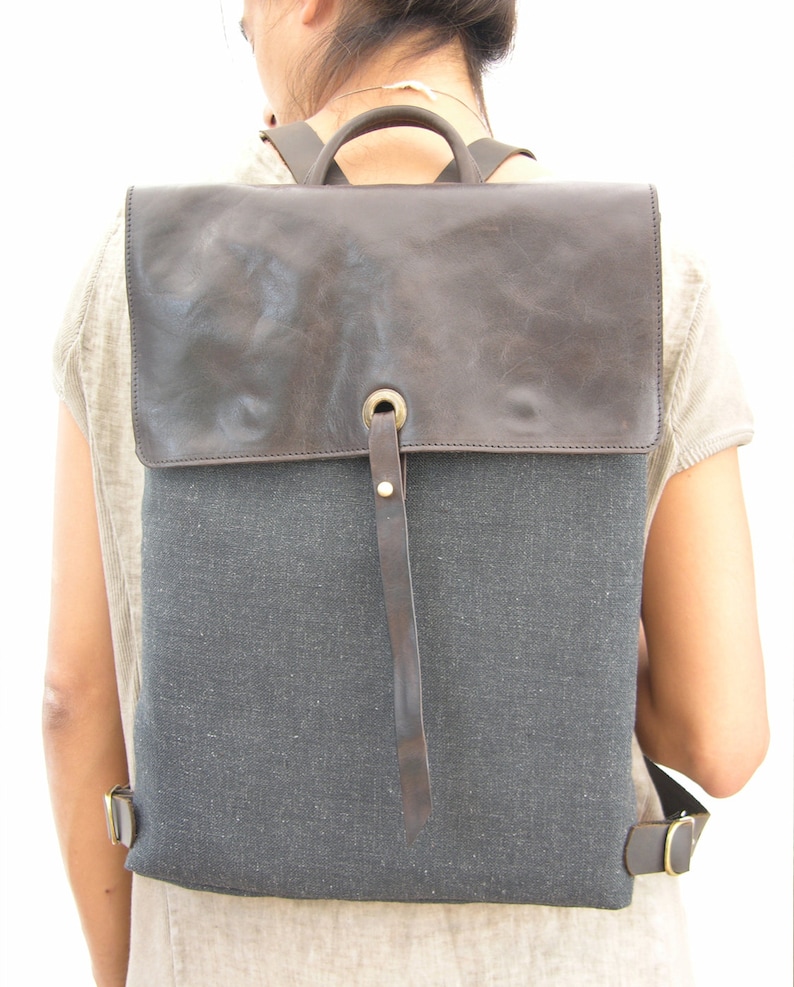 Black Canvas Backpack - Etsy