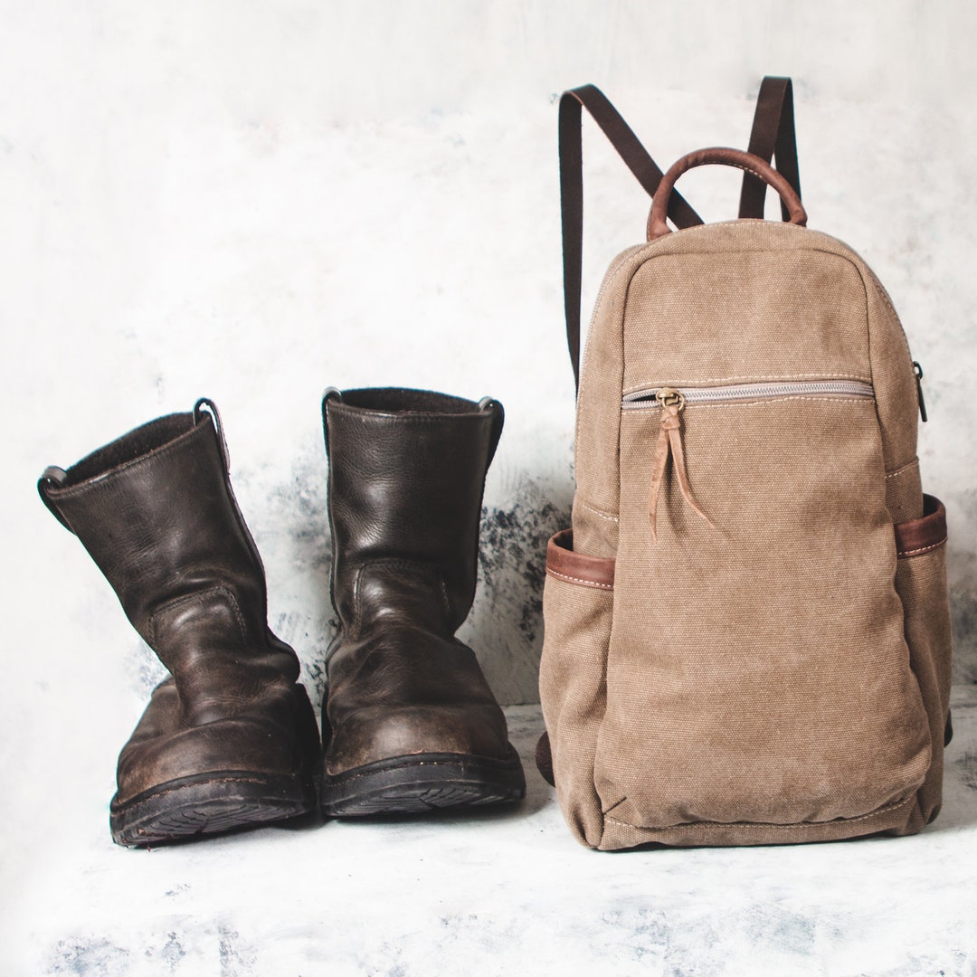 Unique Small Brown Leather Backpack - Etsy