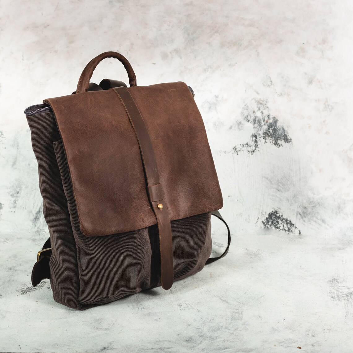 Small Leather Black Backpack | Etsy