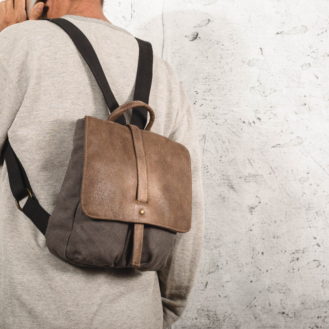 Vegan Leather Backpack | Etsy