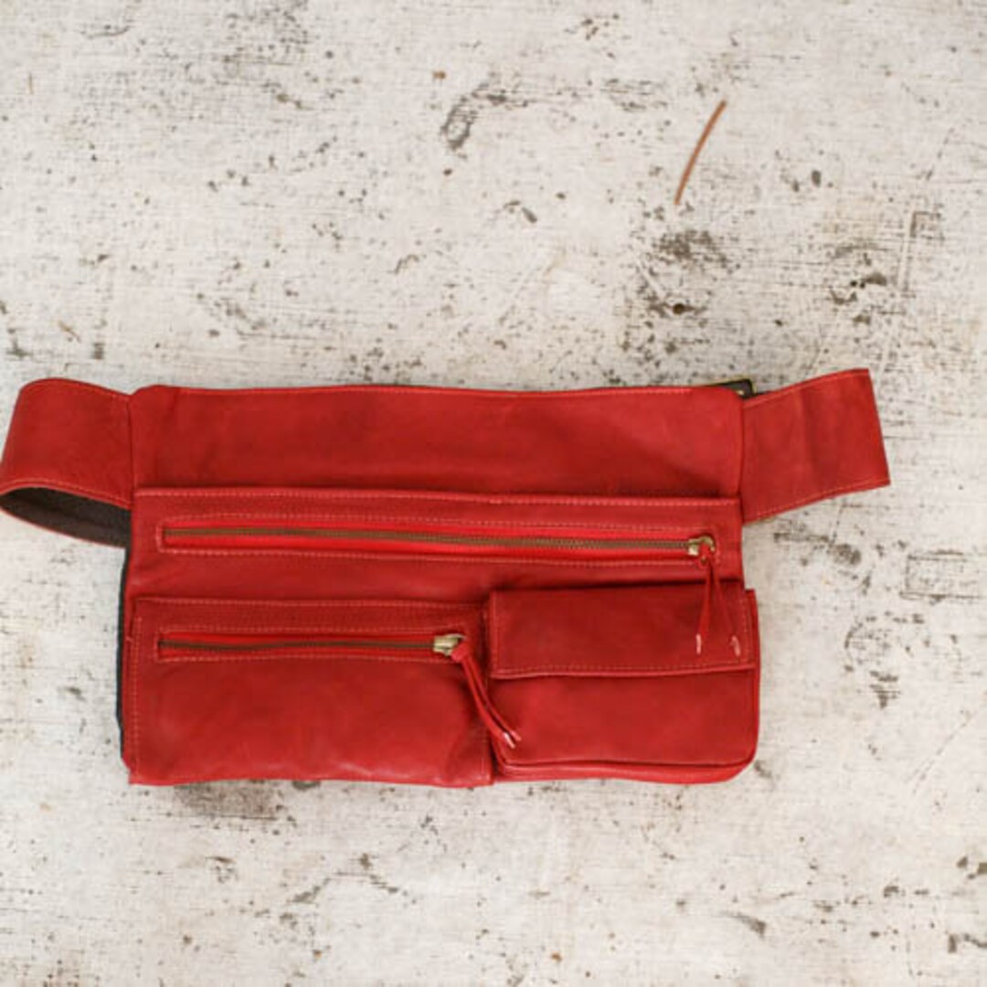Medium Small Red Leather Fanny Pack for Women - Etsy