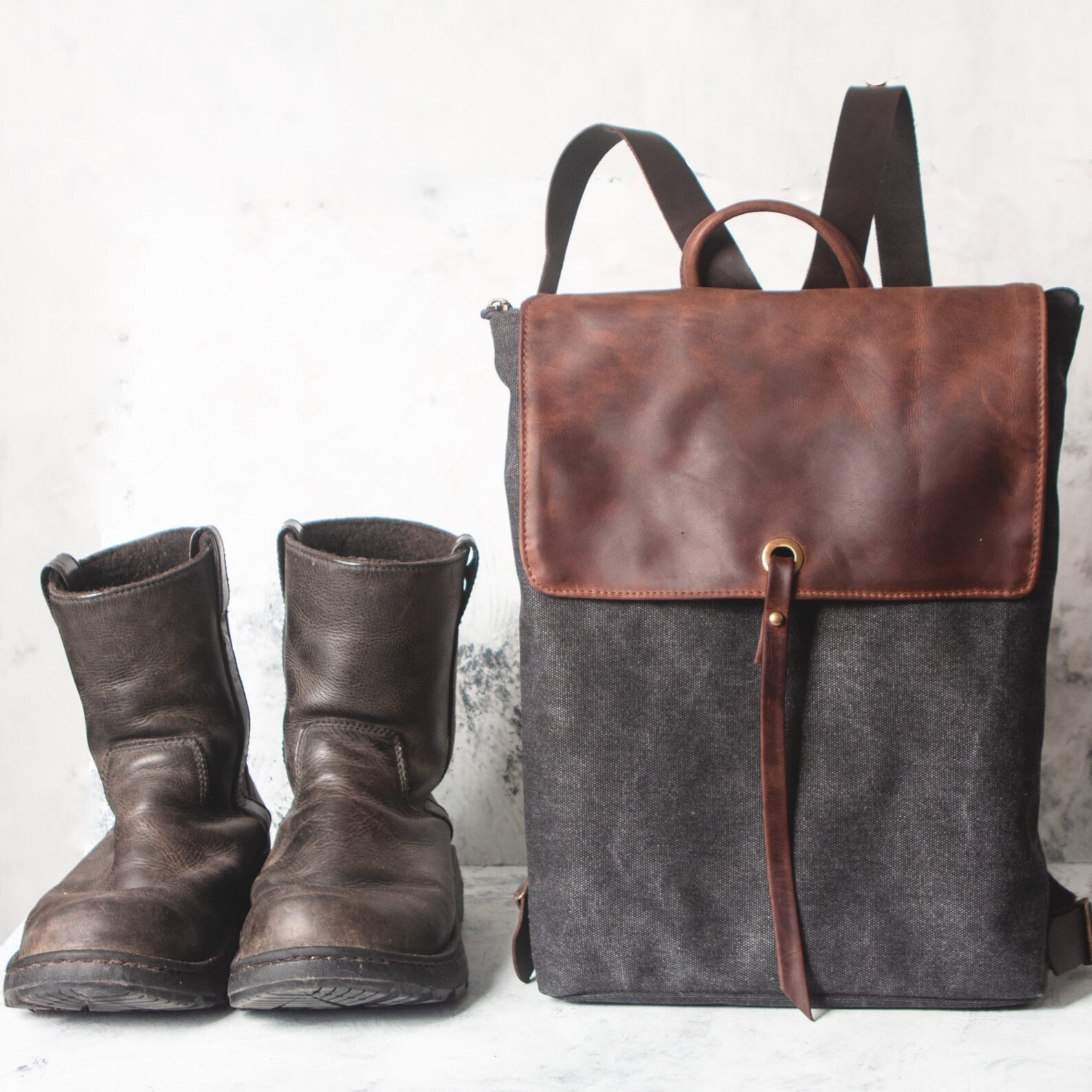 Black Canvas Backpack - Etsy