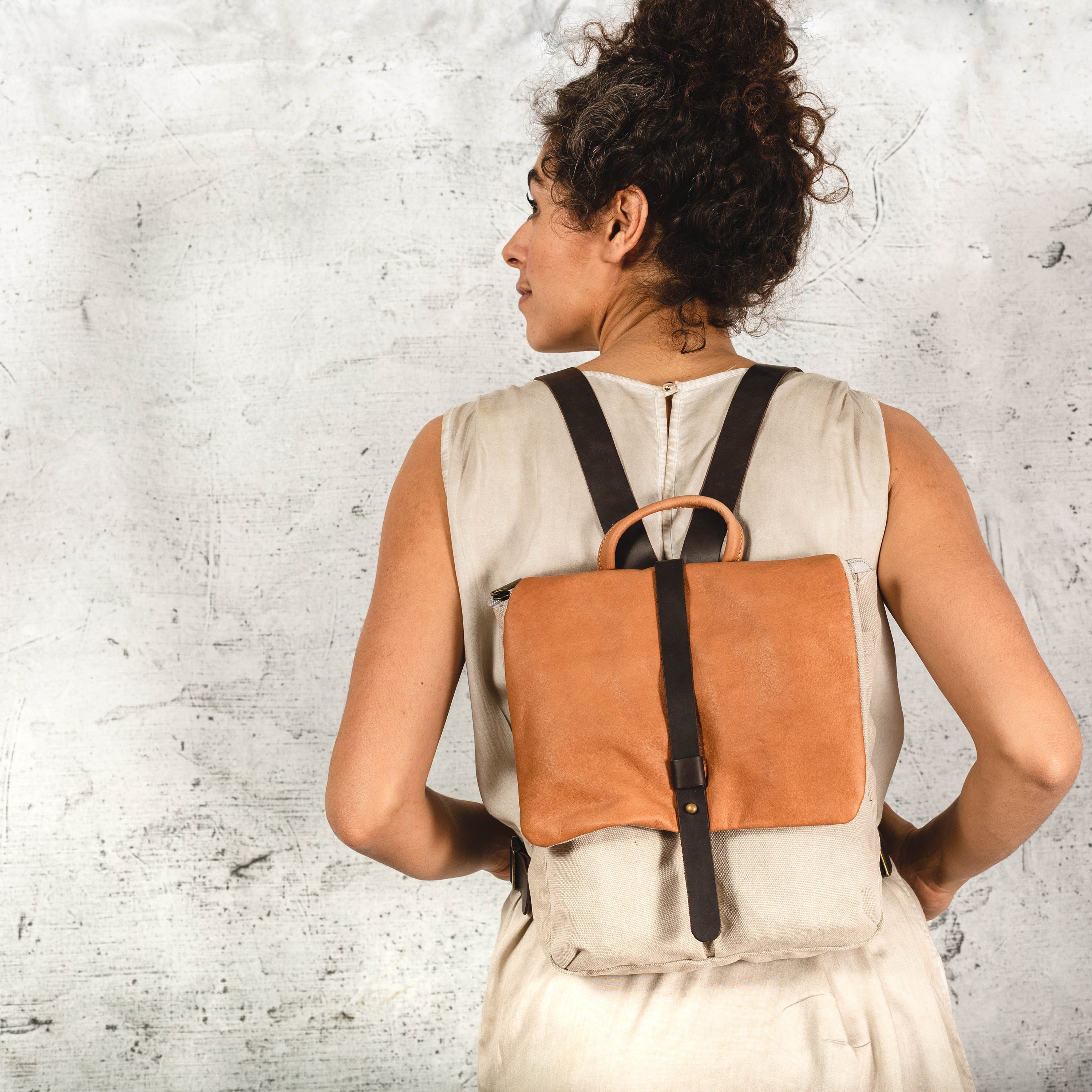 Lederen canvas rugzak voor vrouwen vrouwen lederen rugzak | Etsy