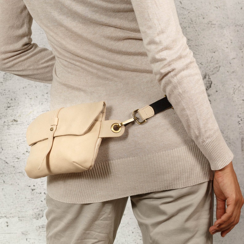 Beige Leather Fanny Pack ,cross Body Sling Bag - Etsy