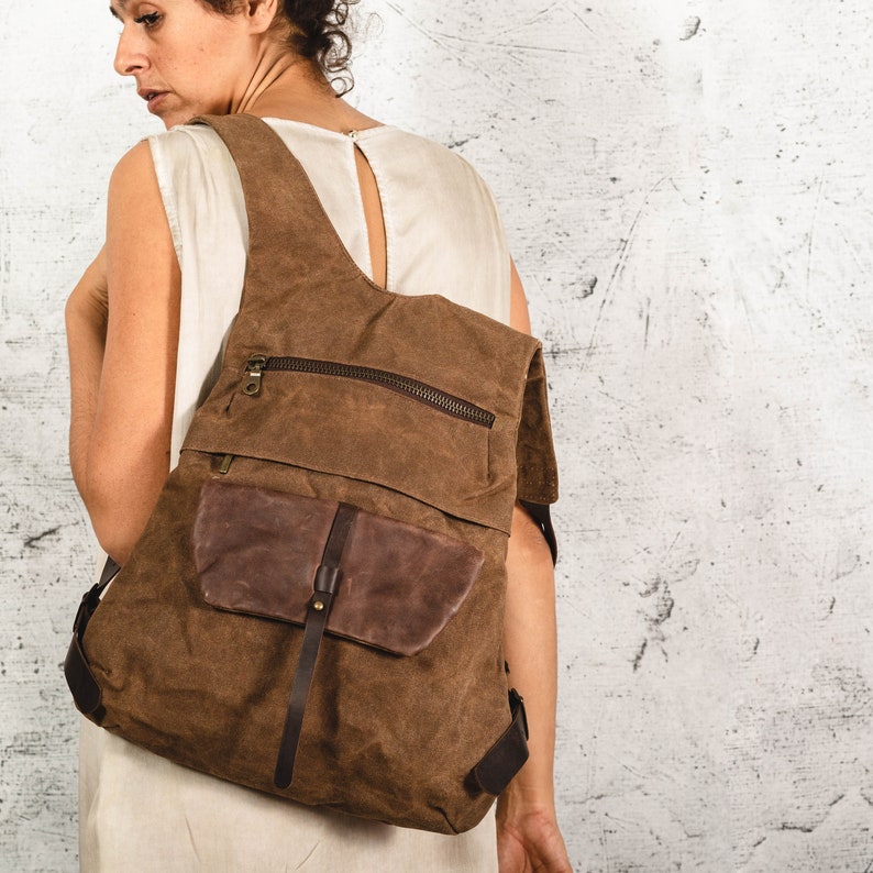 Waxed Canvas Backpack Handmade Rucksack School Backpack | Etsy