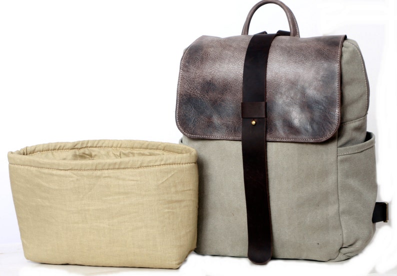 Black and Gray Leather Camera Laptop Backpack | Etsy