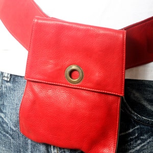Red Leather Hip Bag, Red Bags, Small Pouch Bag, Leather Pouch Purse ...