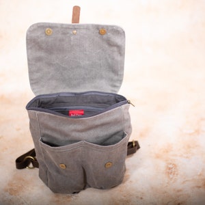 Gray Canvas Leather Backpack - Etsy