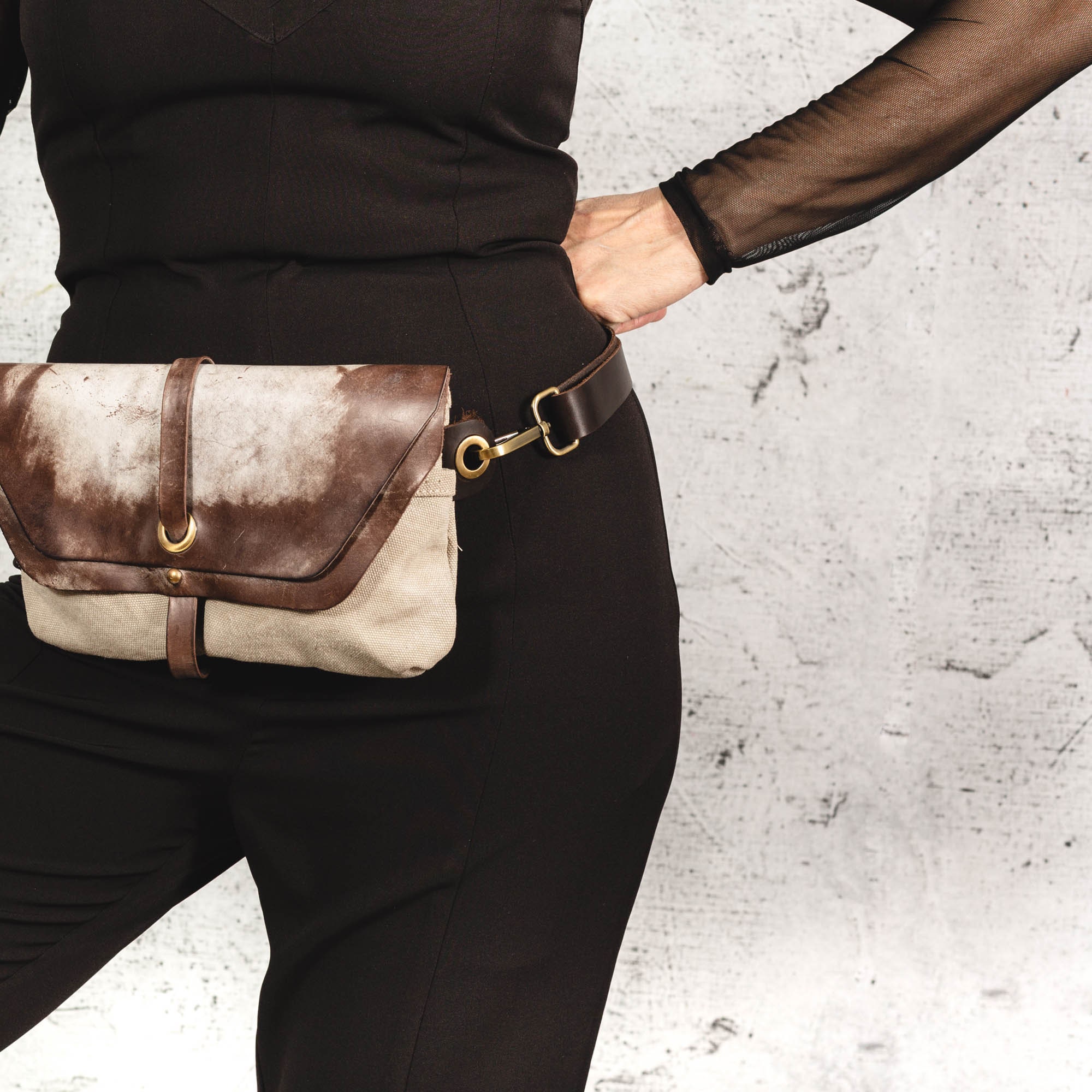 Brown Leather Hip Bag | Etsy