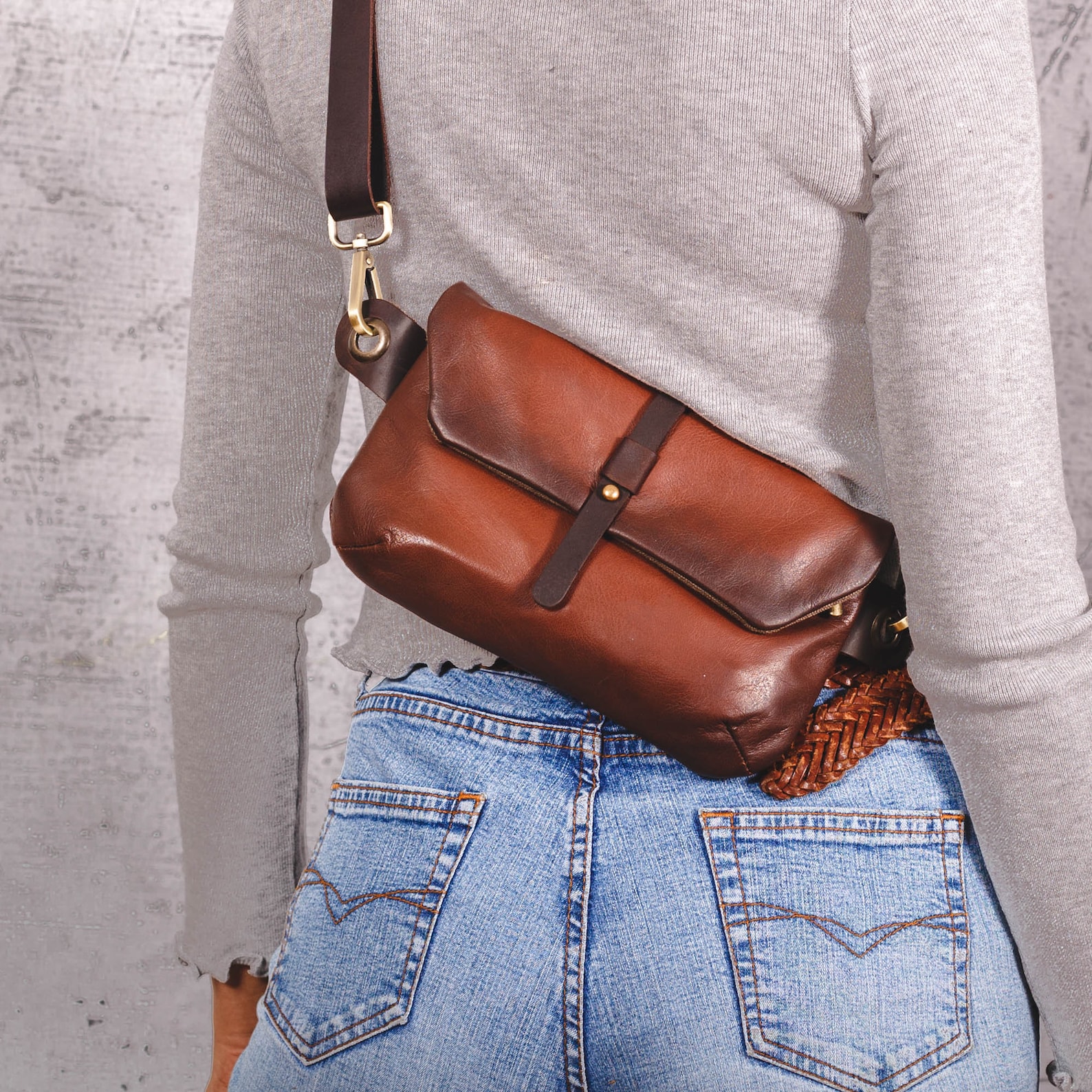 Leather Hip Bag Unique Gift Leather Everyday Bag Gift for - Etsy