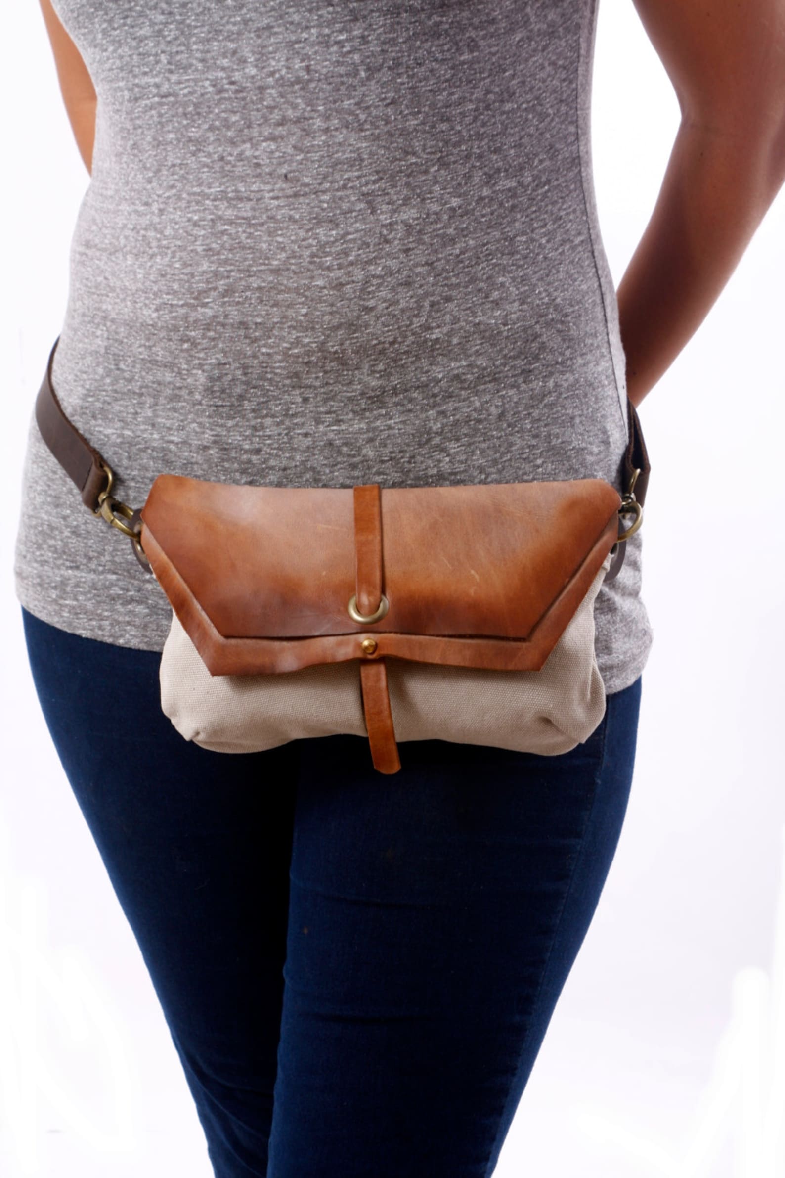 Brown Leather Crossbody Fanny Pack - Etsy