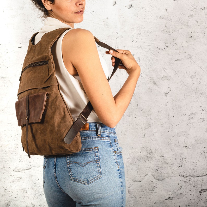 Waxed Canvas Backpack Handmade Rucksack School Backpack | Etsy