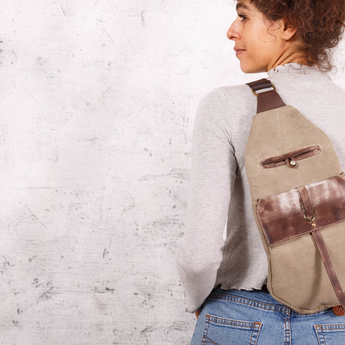 Leather Sling Backpack Leather Sling Bag for Women Leather | Etsy