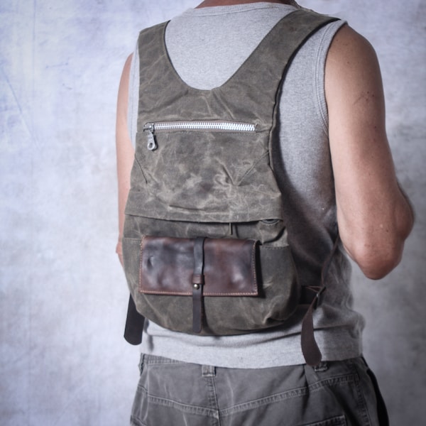 Waxed Canvas Backpack - Etsy