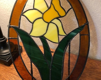 Stained Glass Daffodil Panel - Etsy