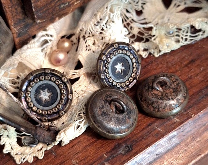 Antique Buttons- Edwardian 1900s Brass Star Buttons (lot of 4) - Etsy
