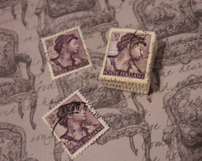 100 Vintage Italian Stamps - Bundle of 100 Purple Cancelled Postage ...