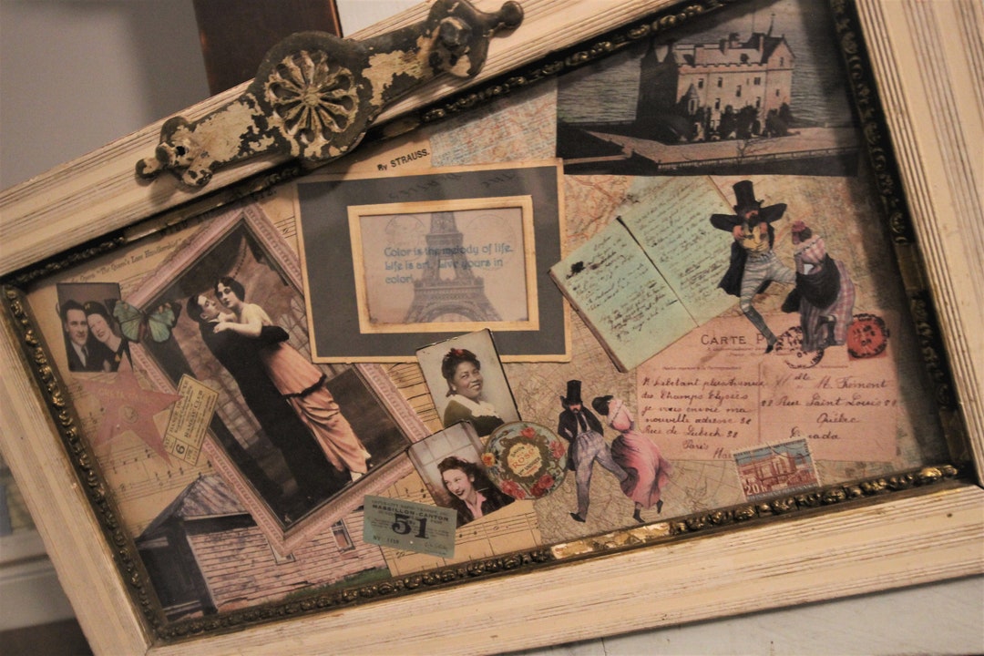 Collage original Handmade Collage With Vintage Flair in - Etsy