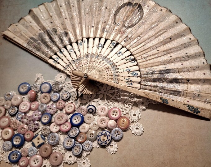 64 China Button Lot - Antique Pink and Blue China Button Lot - Sewing ...