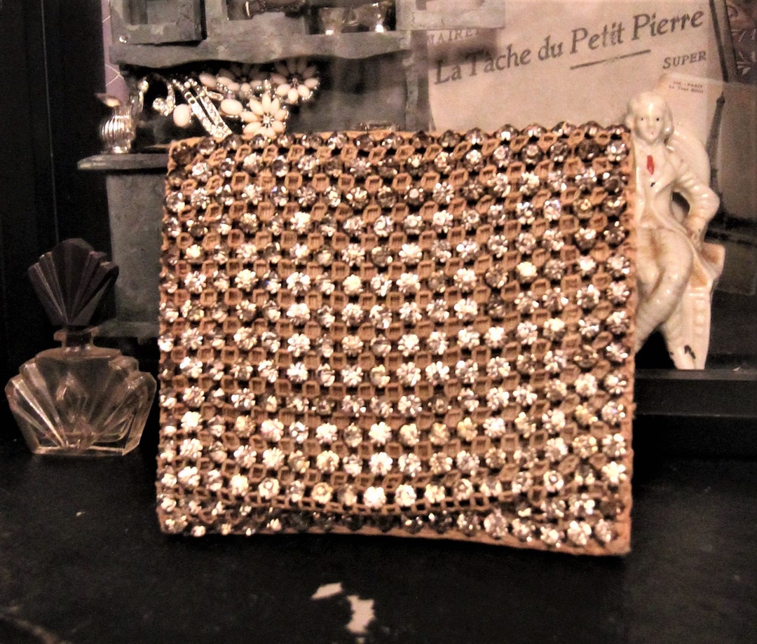 Vintage Rhinestone Change Purse: Small Damask Coin Wallet - Etsy