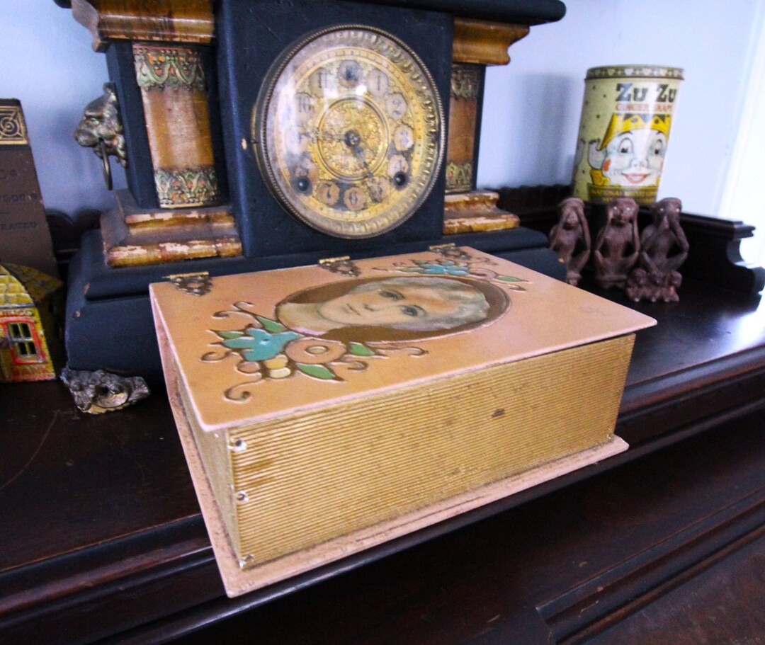 Antique Handmade Box - Pink Lady Box With Brass Hardware - Shabby Chic ...