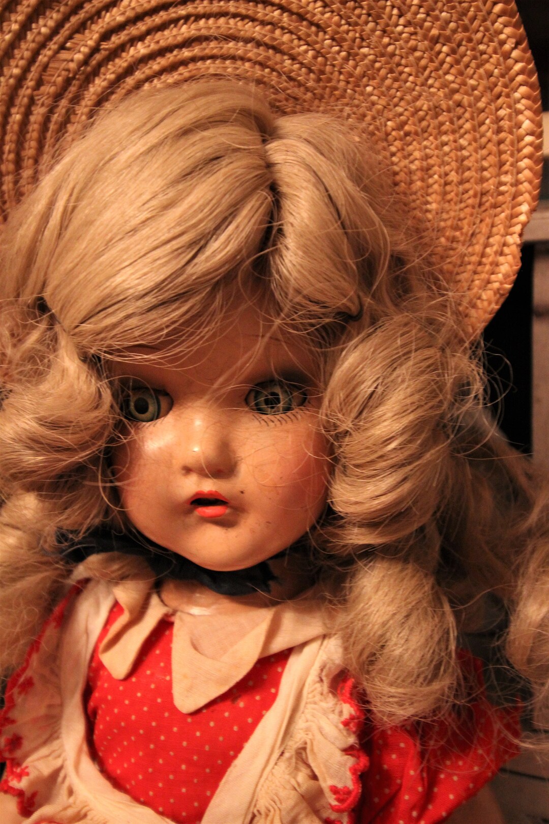 1930s Composition Doll With Original Clothing Antique Doll in Pinafore ...