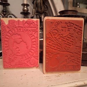 Pair of Lg Stamps - Mixed Media Stamps - Stamp Art Supply - Etsy