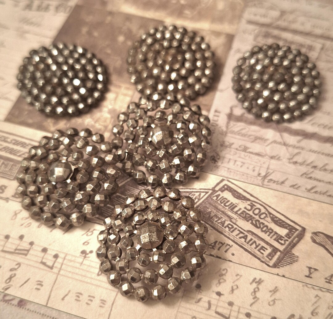 Victorian Cut Steel Buttons: Antique Jewelry Making Supplies (lot of 6 ...