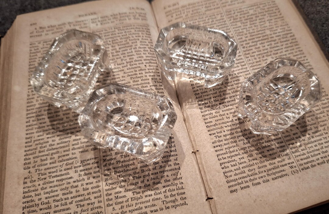 Antique Glass Salt Cellars - Eclectic Dining- Footed Salt Cellars - Etsy