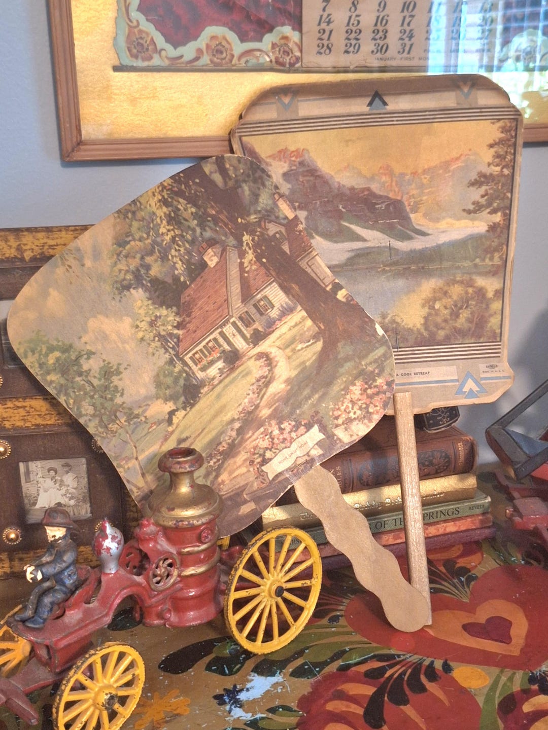 Antique 1930s Cardboard Hand Fans: Funeral Advertising Pair - Etsy