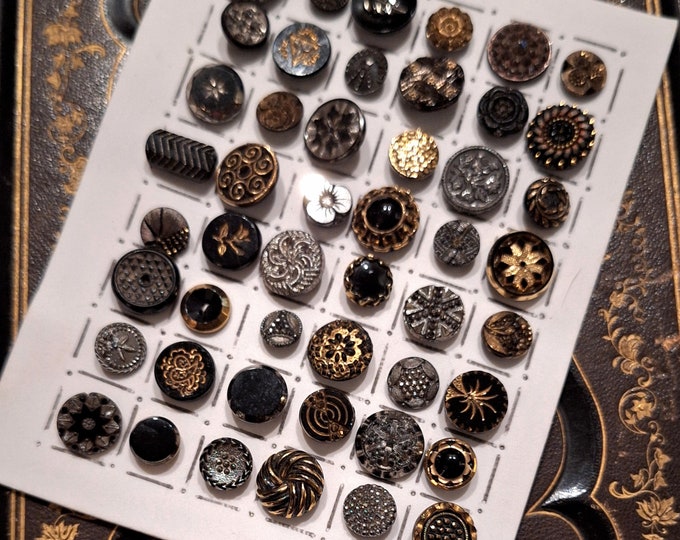 48 Antique Button Lot - Victorian and Edwardian Black Glass Button Lot ...