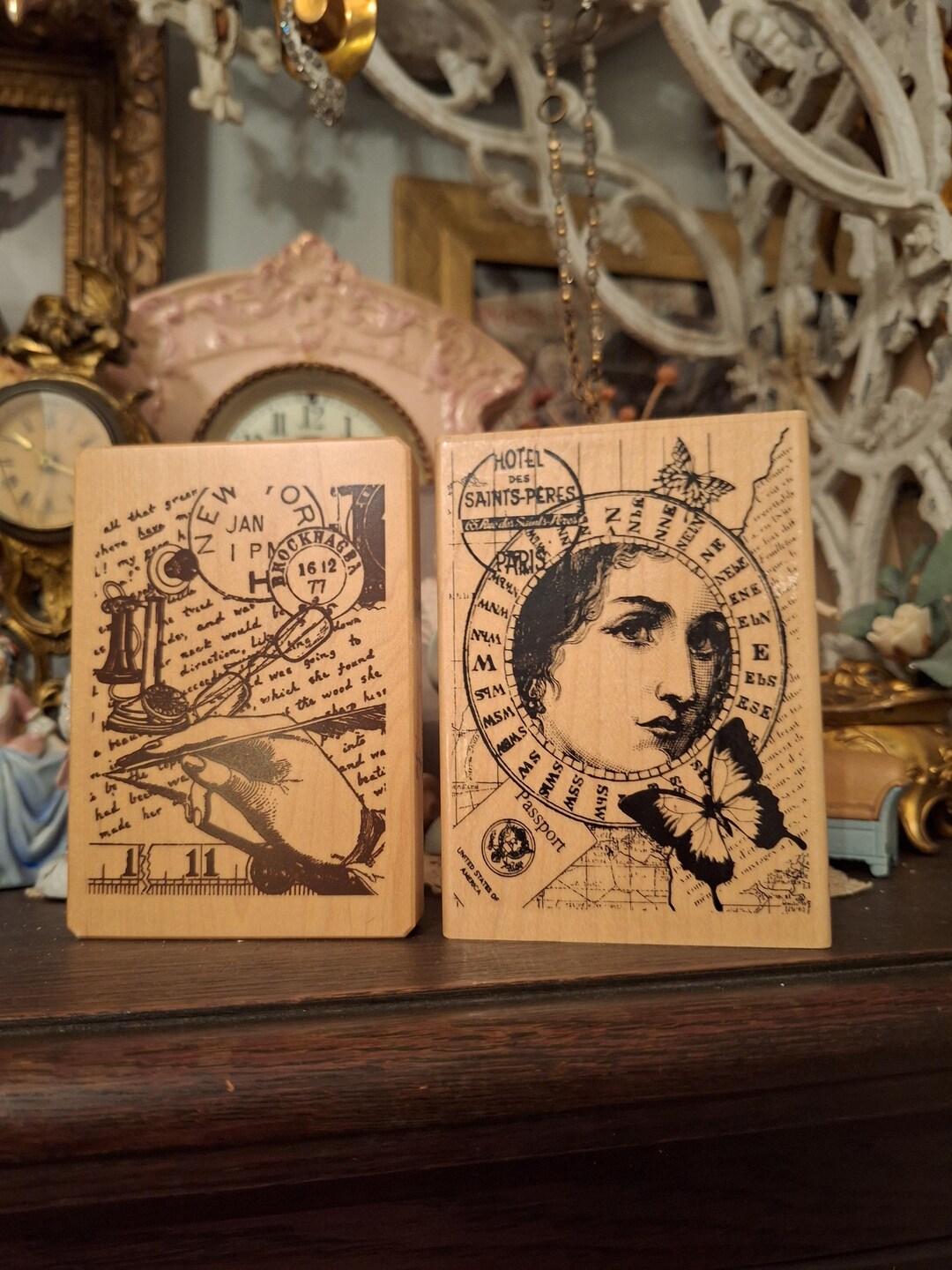 Pair of Lg Stamps - Mixed Media Stamps - Stamp Art Supply - Etsy