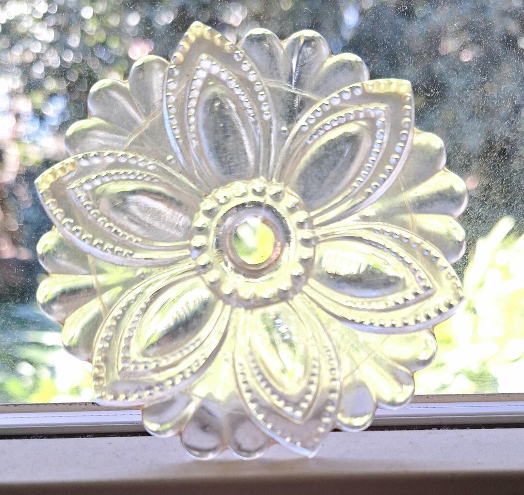 Antique Glass Medallion - Molded Glass Accent Flower - Etsy