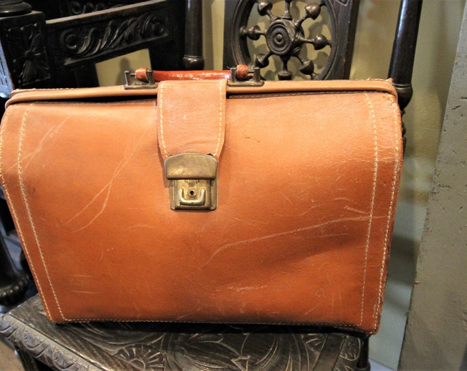 Leather Briefcase With Brass Hardware 1950 Business Attache Antique ...