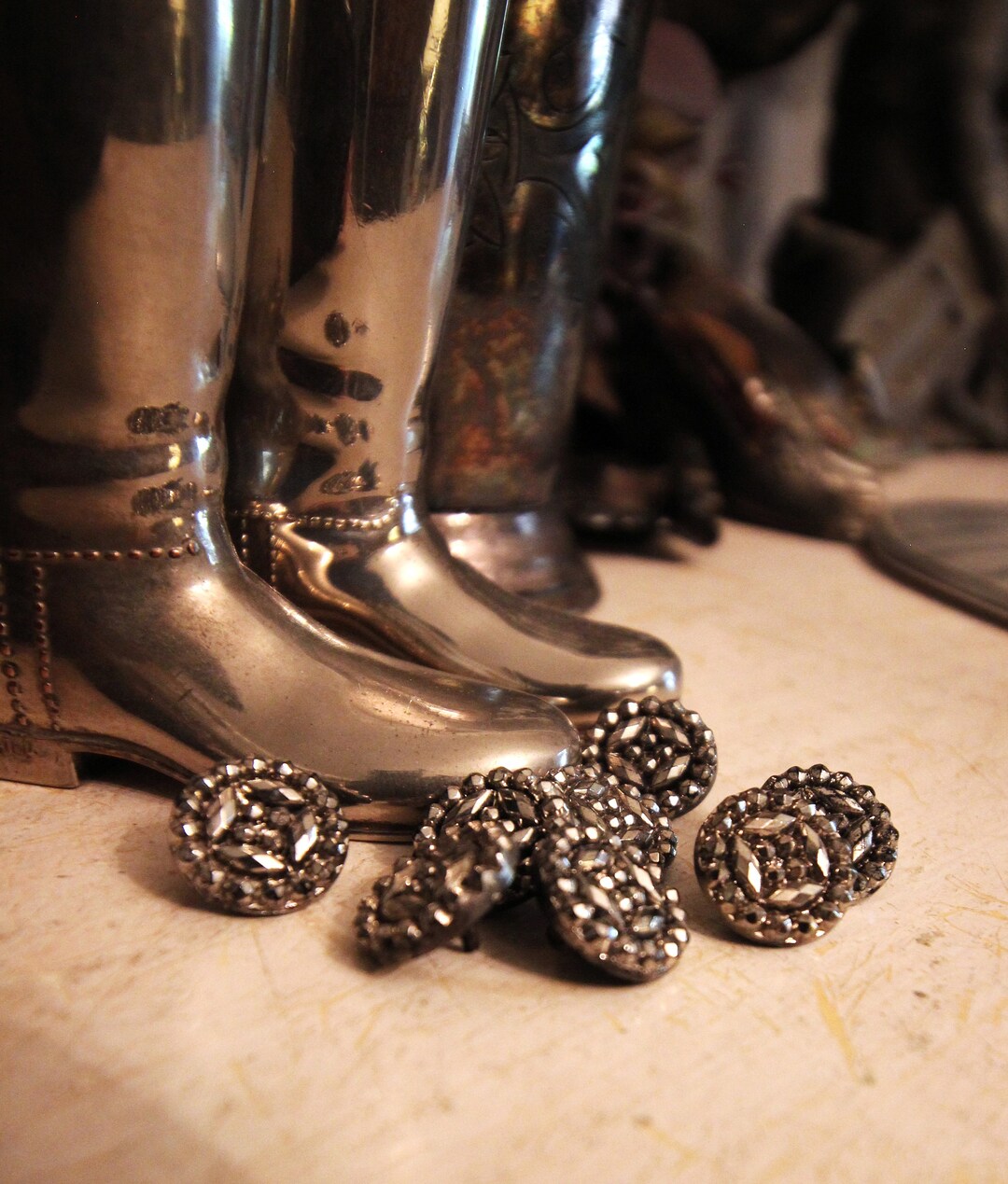 Victorian Luster Buttons Blk Glass Buttons With Silver Luster Antique ...