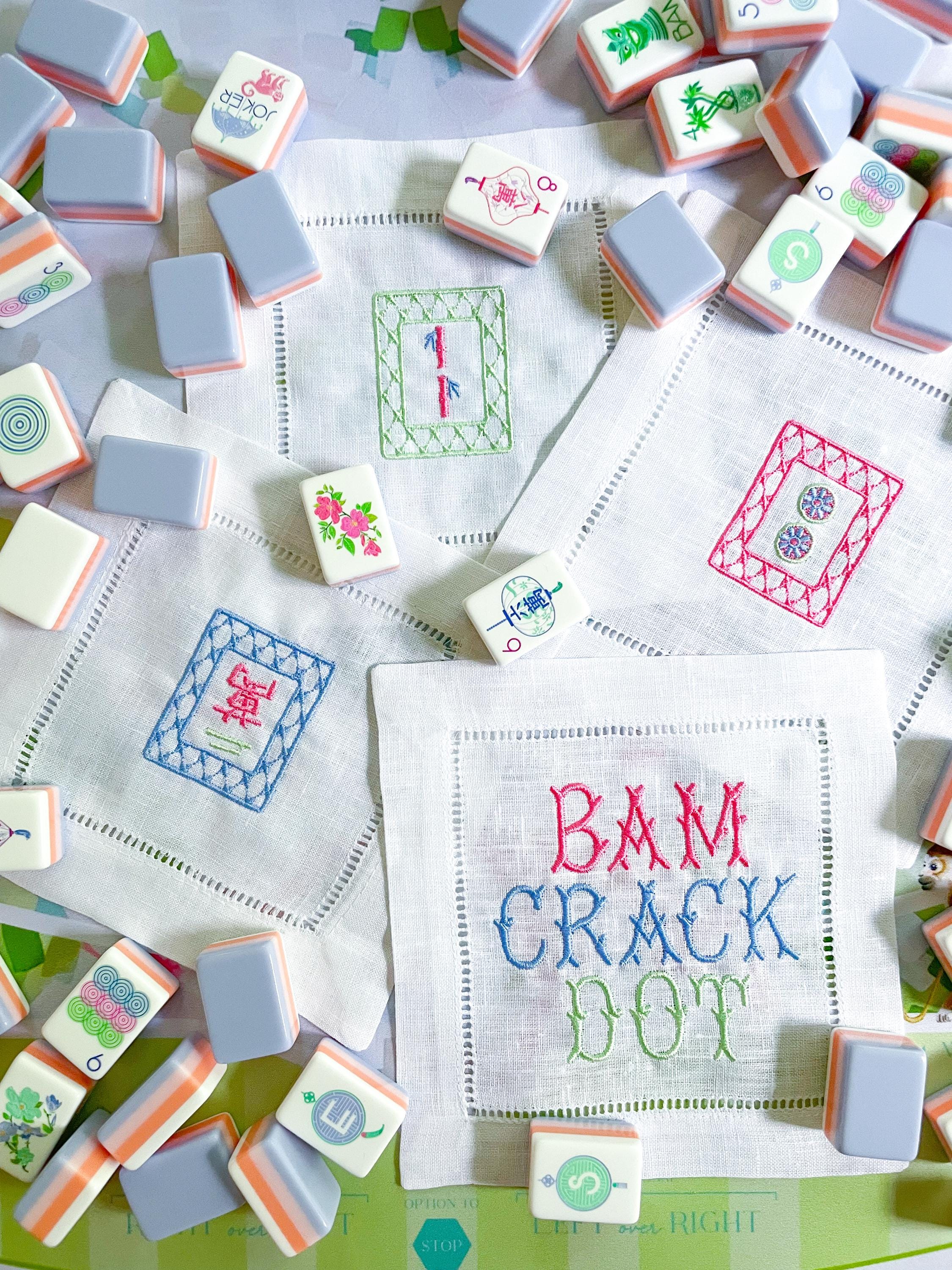Mahjong Tiles Linen Cocktail Napkins: Set of 4 - Etsy