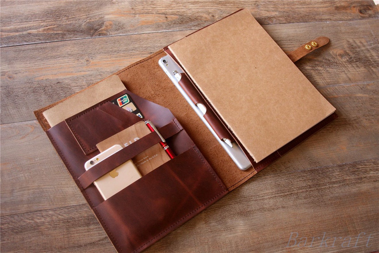 Personalized Leather Folder Portfolio Organizer Case: A4 A5 Refillable ...