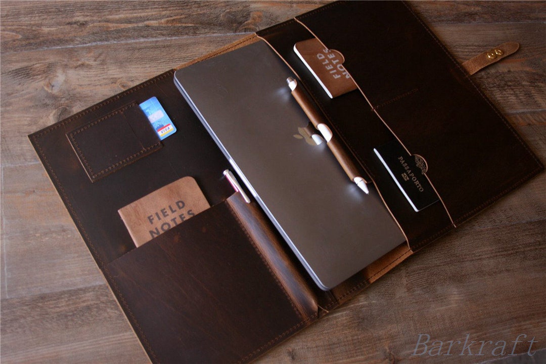 Personalized Leather Portfolio Organizer: A4 Refillable Notebook Cover ...
