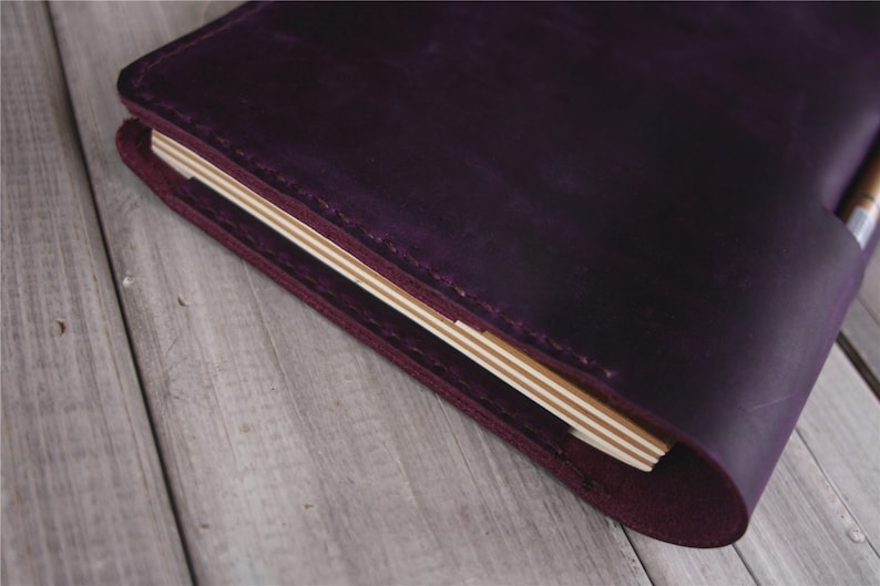 Purple Leather Journal Refillable Personalized Notebook Cover | Etsy