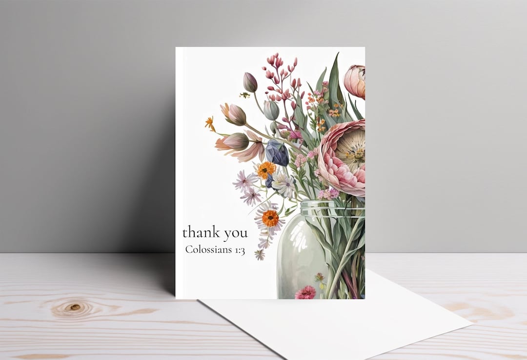Floral Vase Christian Thank You Cards: Scripture Note Cards - Etsy