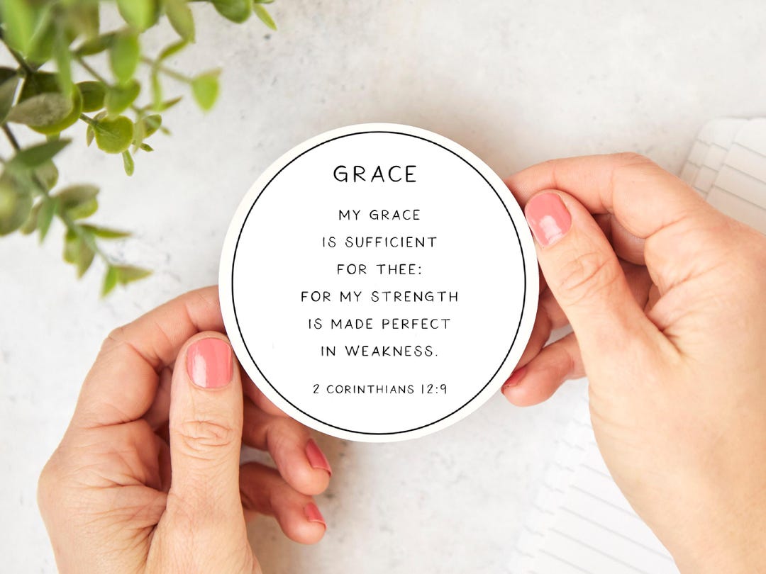 Grace Bible Verse Sticker: Christian Vinyl Decal, 3" Round - Etsy