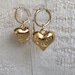 Gold Heart Hoop Big Heart Earrings Gold Charm Hoop Large Heart - Etsy