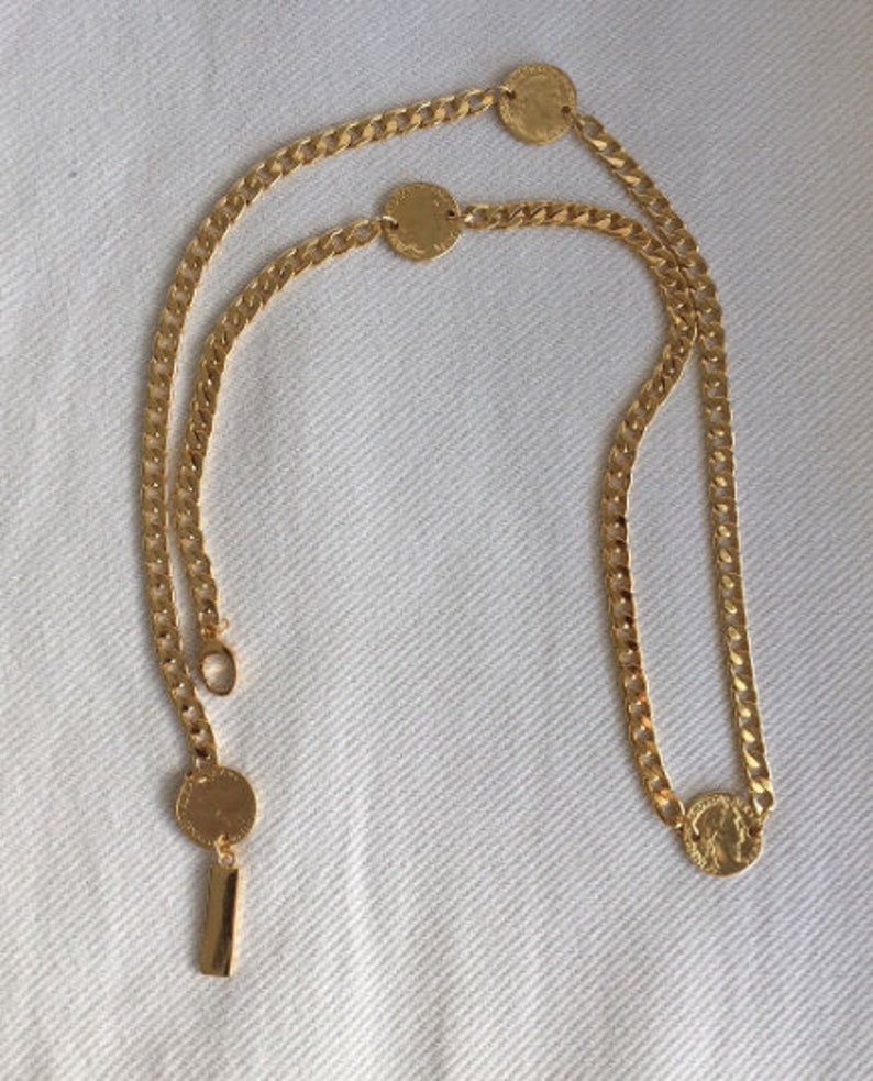 Chain Belt Vintage Gold Chain Belt Link Metal Belt 90s Chain - Etsy