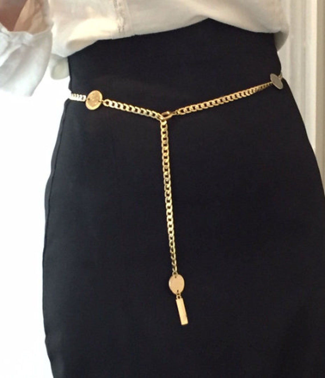 Chain belt vintage Gold chain belt link metal belt 90s chain | Etsy