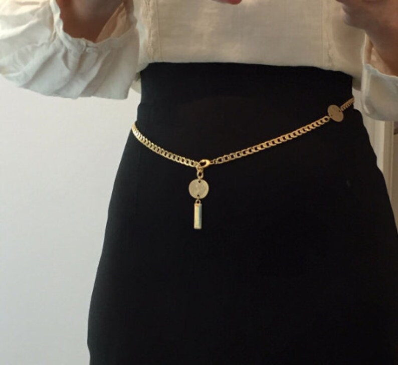 Chain Belt Vintage Gold Chain Belt Link Metal Belt 90s Chain - Etsy