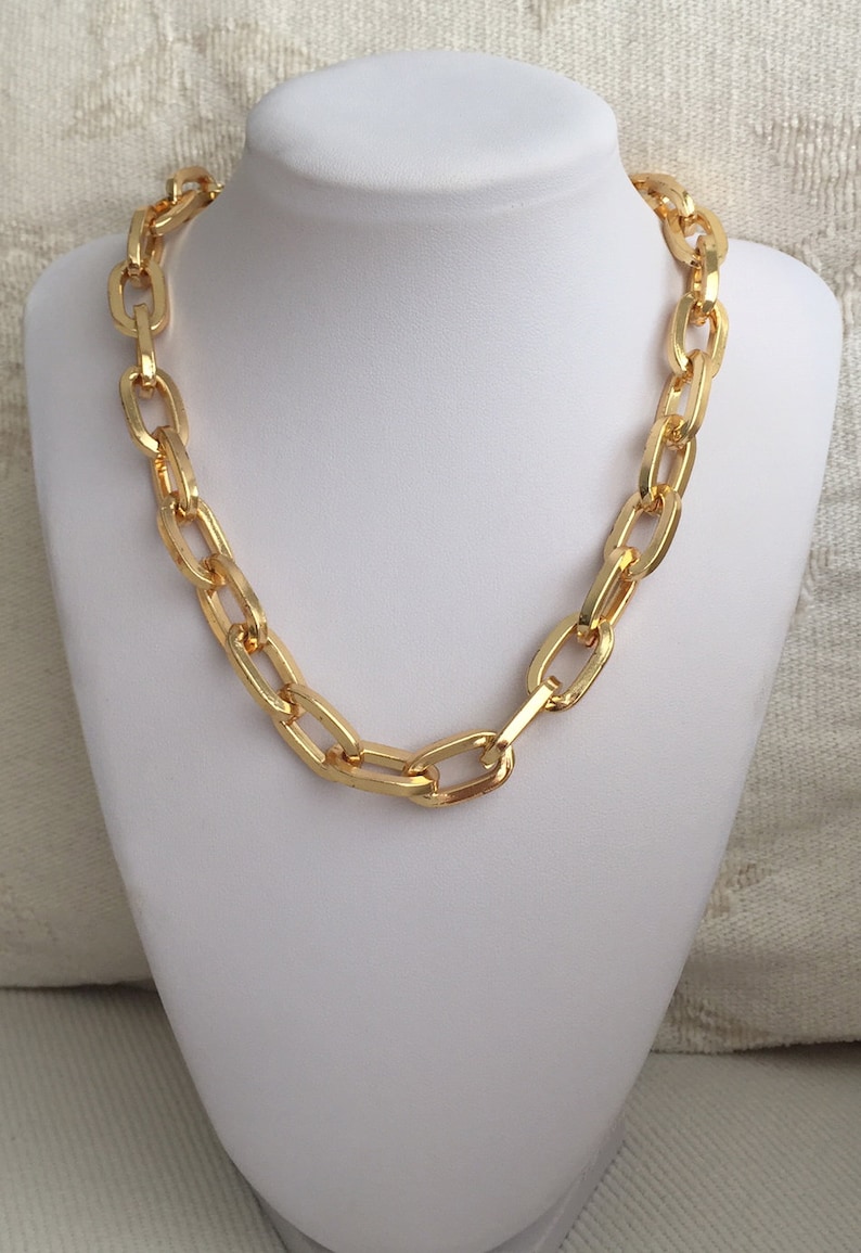 Chain necklace Gold chunky chain choker Gold link necklace | Etsy