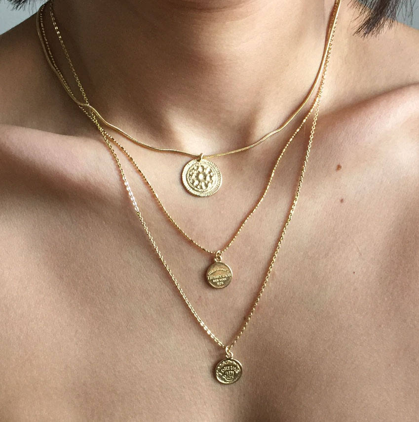 Gold Coin Necklace Trendy Layering Coin Necklace Good Luck | Etsy