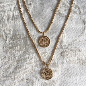 Gold Coin Necklace Shema Israel Pendant Necklace Shema Israel Medallion ...